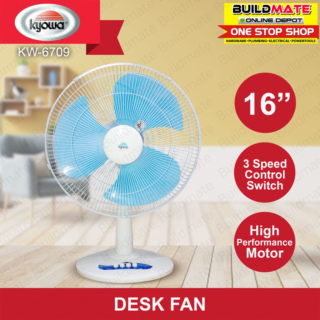 KYOWA Desk Fan 3 Speed High Performance Motor 60W 16" KW6709 •BUILDMAT ...