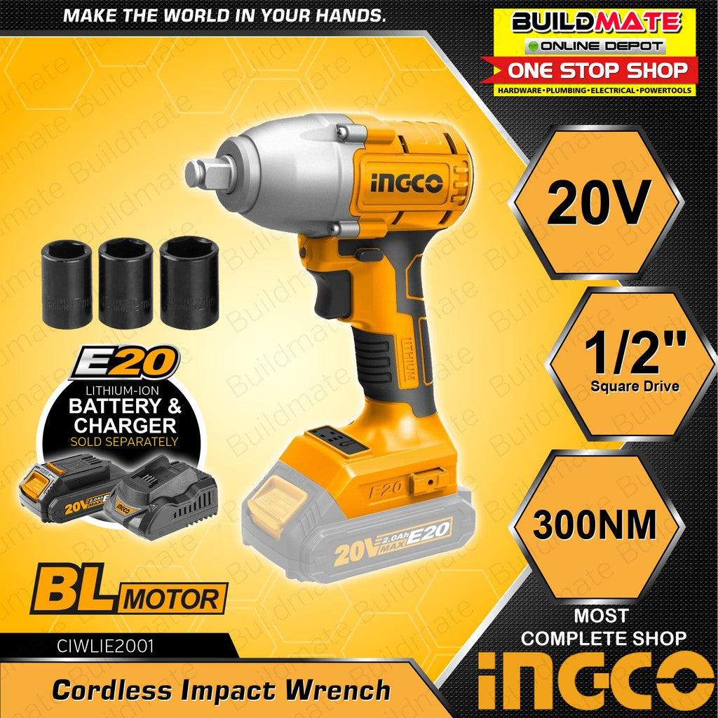 INGCO Cordless Impact Wrench 20V E20 Series CIWLIE2001 •BUILDMATE• IPT ...