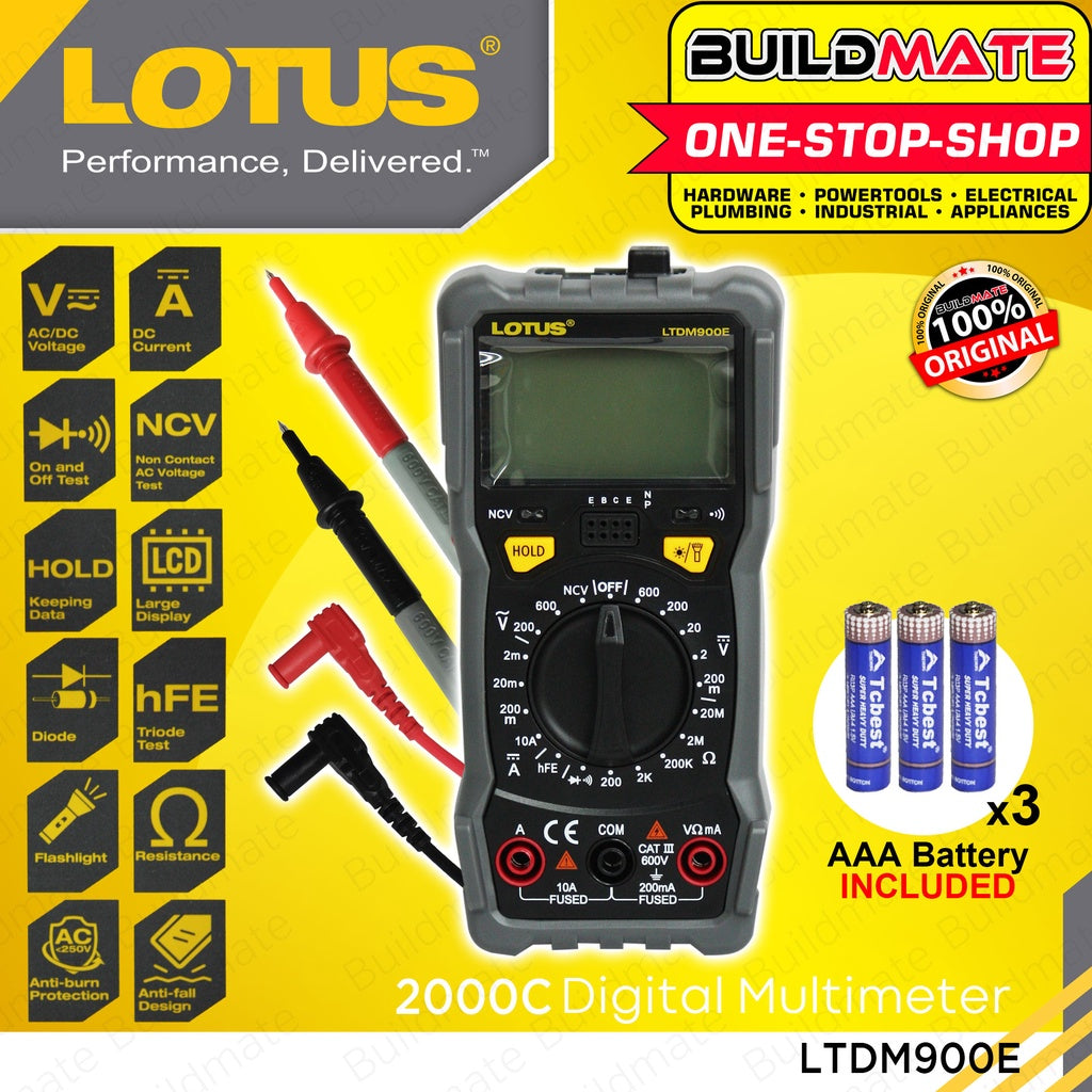 LOTUS Digital Multimeter Tester 2000C With 3pcs AAA Batteries Volt Mul ...
