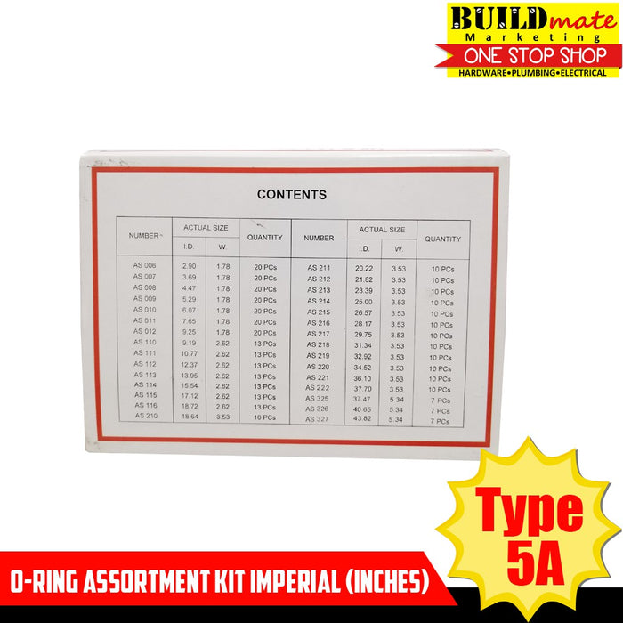 O-Ring Assortment Kit Imperial (Inches) Type 5A — Buildmate