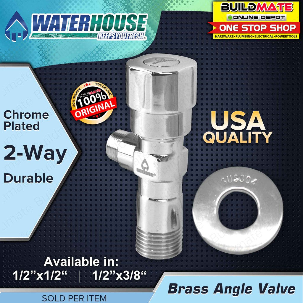 WATERHOUSE 2 Way Brass Angle Valve in Chrome Plated Body 1/2" X 1/2 ...