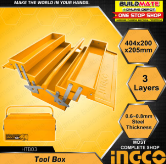INGCO Tool Box 3 LAYERS 404x200x205mm HTB03 •BUILDMATE• IHT — Buildmate