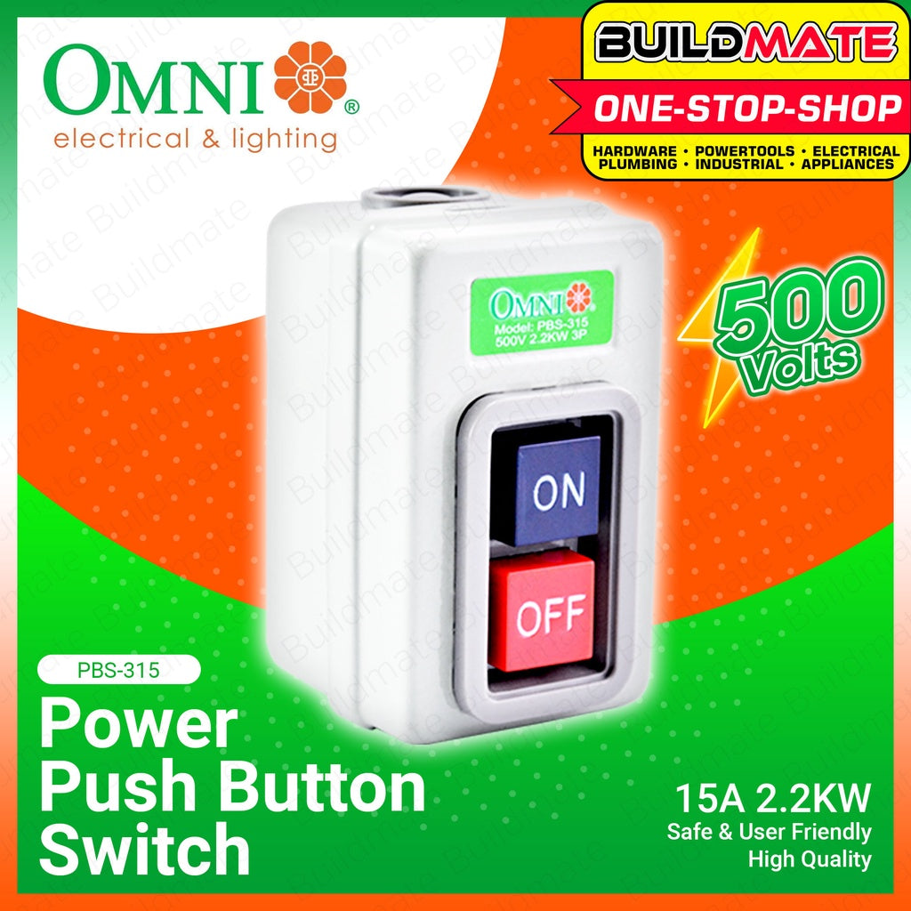 OMNI Power Push Button Switch 15A 2.2KW PBS-315 •BUILDMATE• — Buildmate