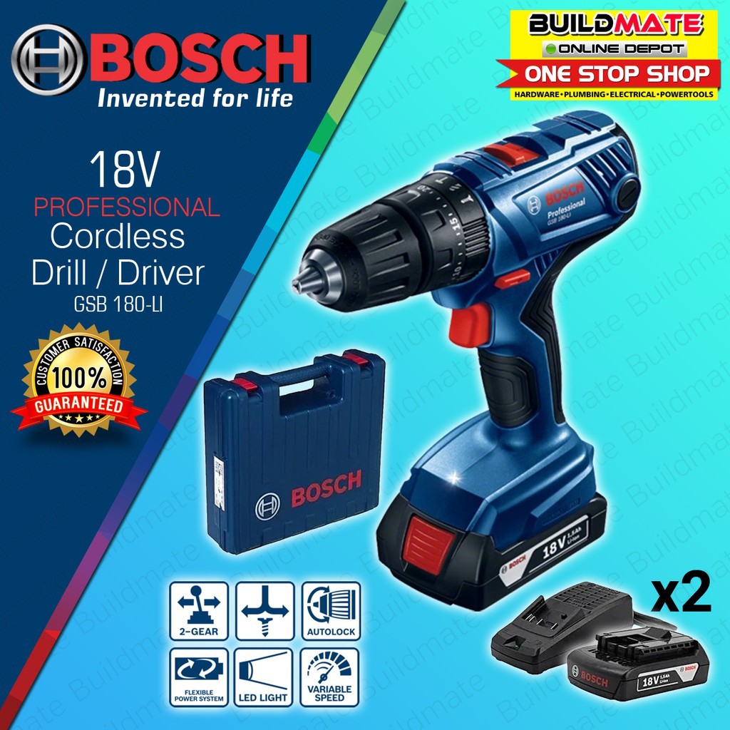 BOSCH Professional Cordless Impact Drill GSB 180-LI •BUILDMATE• BLC ...