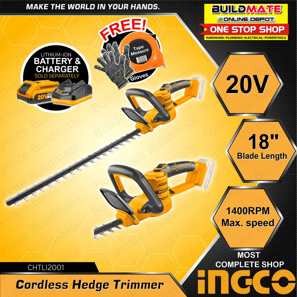 INGCO Lithium-Ion Cordless Hedge Trimmer 20V CHTLI2001 POWERSHARE + FR ...