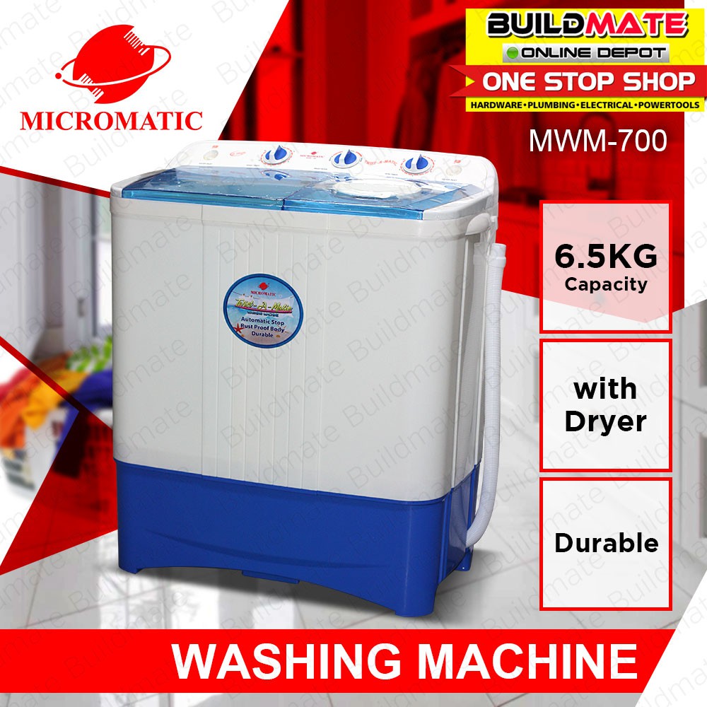MICROMATIC Twin Tub Washing Machine with Dryer 6.5kg MWM-700 •BUILDMAT ...