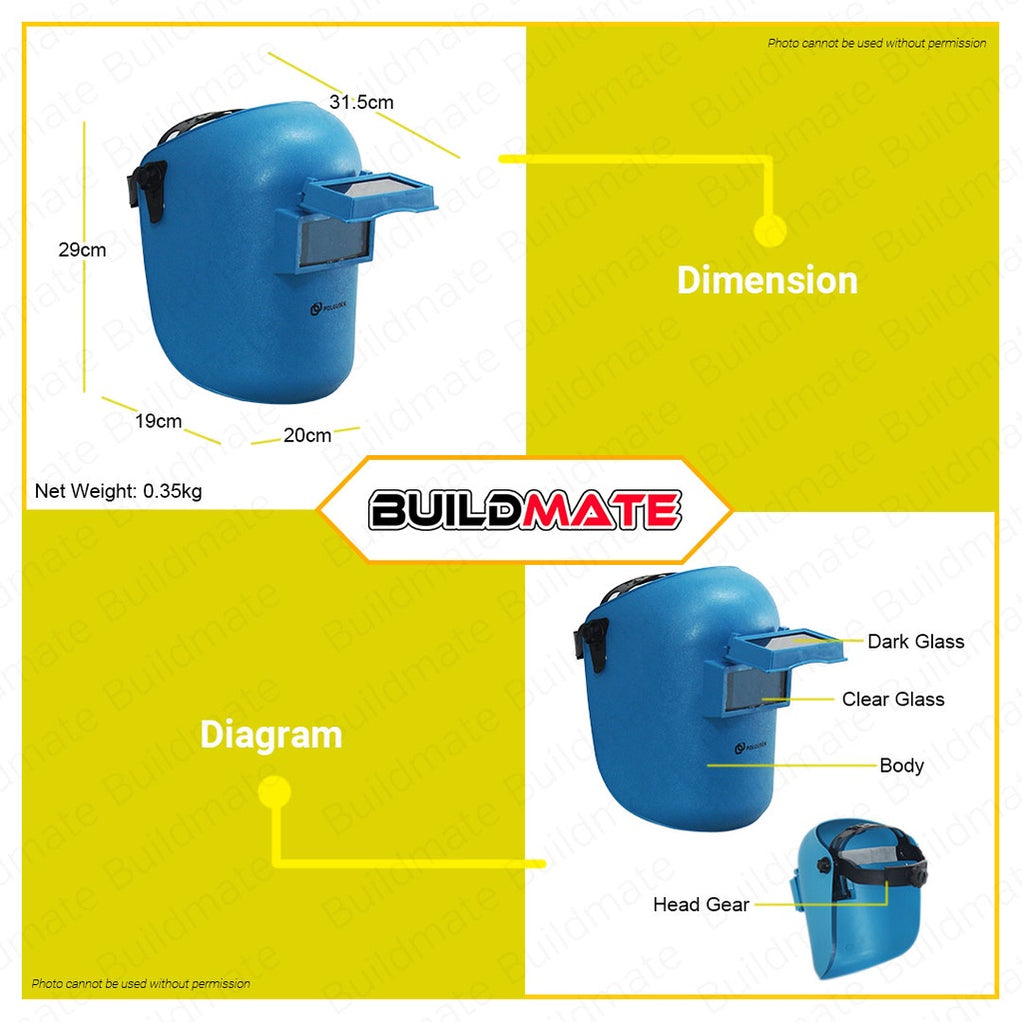 PLL Welding Mask Helmet with Flip Top Dark Glass Eye Protector 100% OR ...