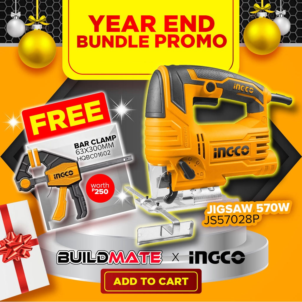 INGCO Electric Jig Saw Jigsaw 570W with 3 Blades JS57028P + FREE Bar C ...