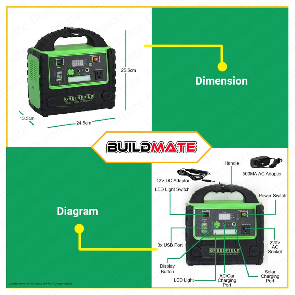 GREENFIELD Portable Power Station Inverter Supply Bank Generator 200W ...