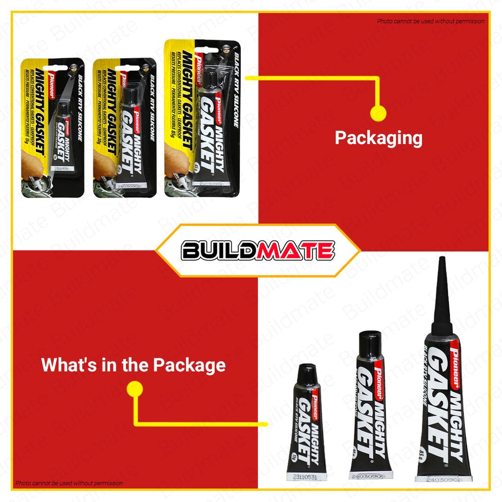 PIONEER Mighty Gasket Black | Grey | Red RTV Silicone 15g | 30g | 85g ...