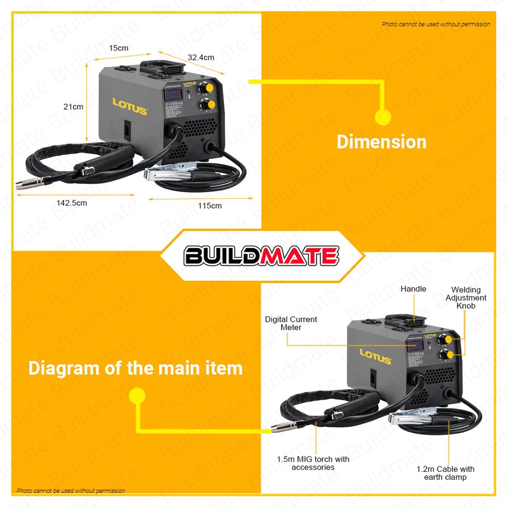 LOTUS 200A MIGWELD Gasless MIG Weld Inverter Flux Corded Welding Machi ...