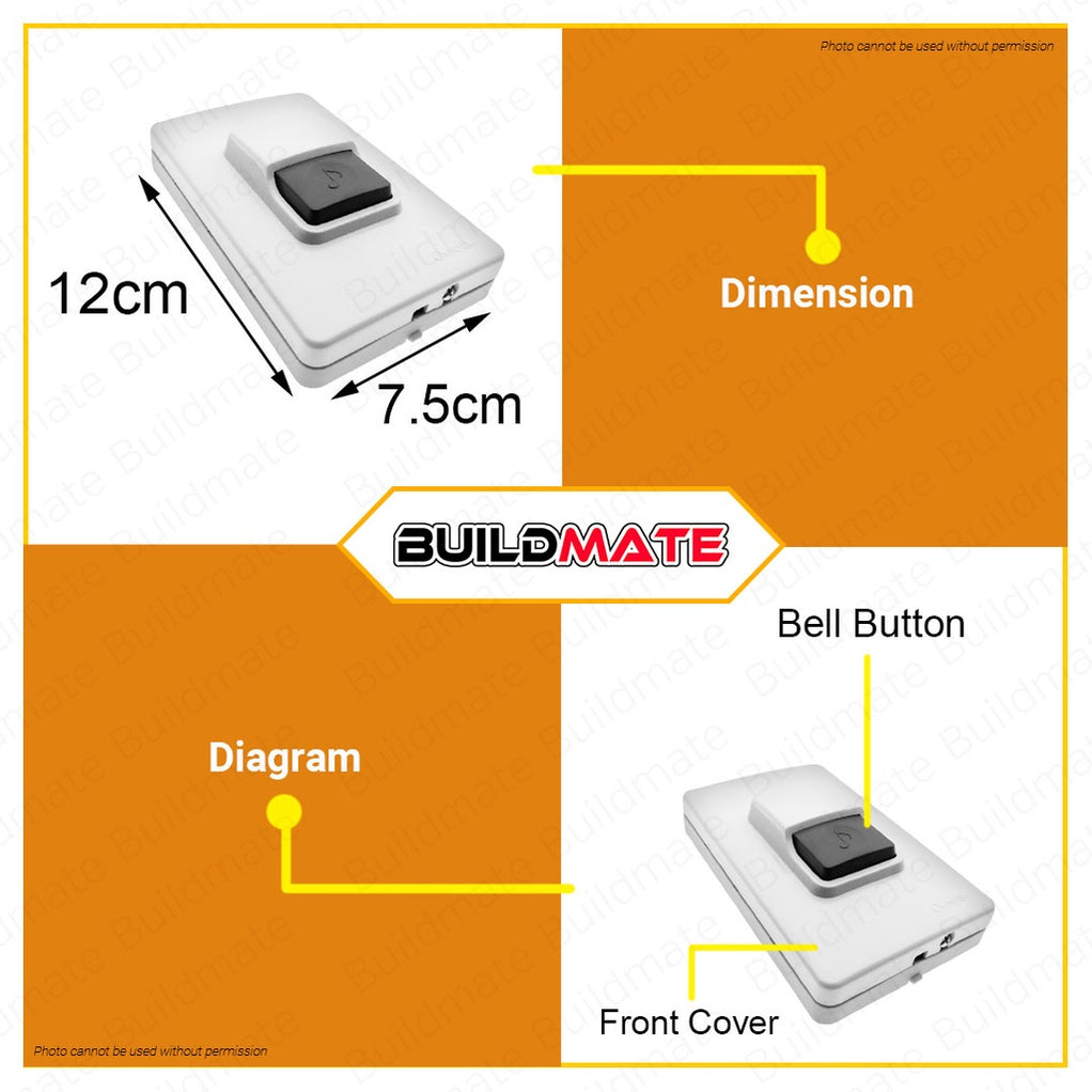 OMNI Weatherproof Door Bell Switch Doorbell WPB-603 •BUILDMATE• — Buildmate