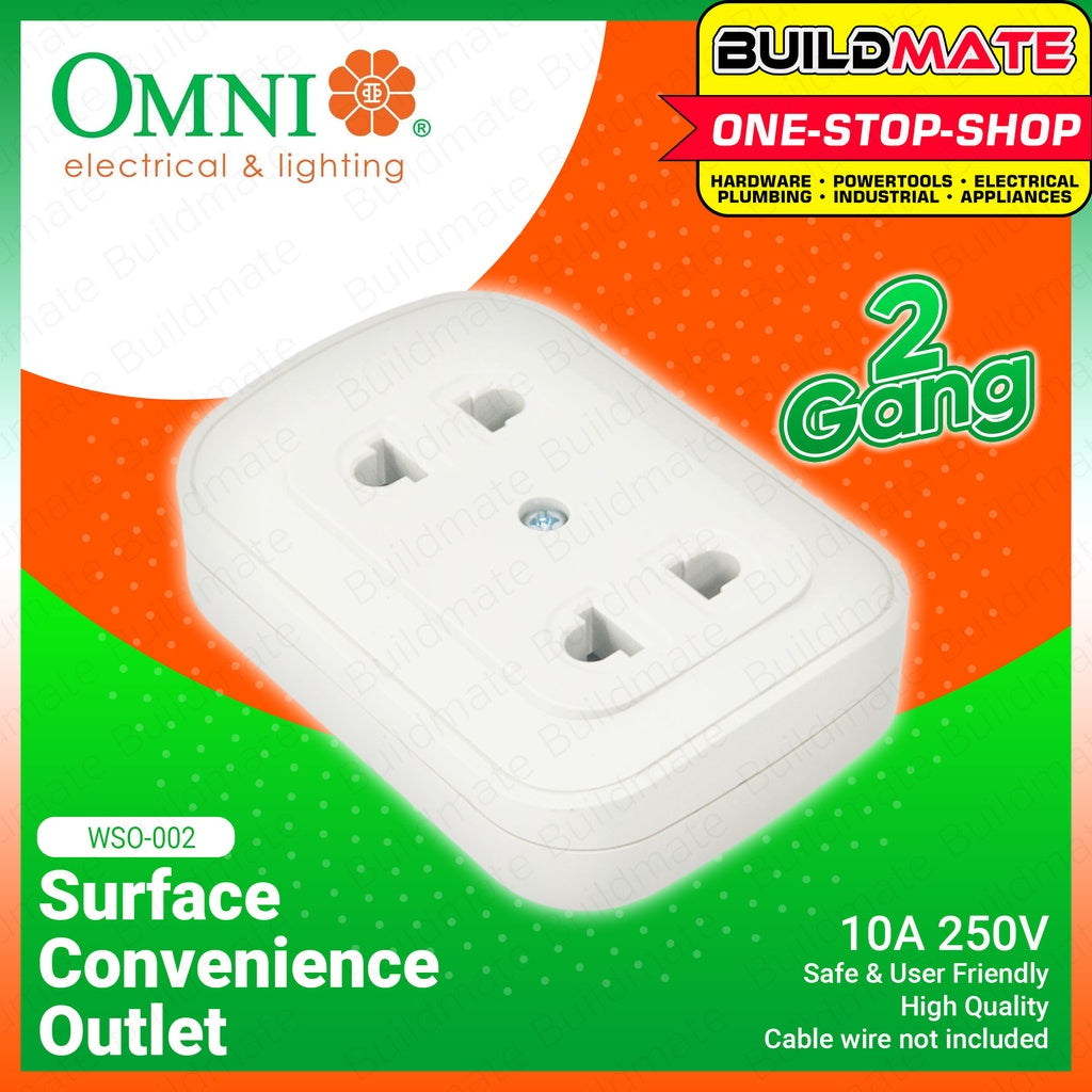 OMNI Surface 2 Gang Convenience Outlet 10A 250V WSO-002 •BUILDMATE ...