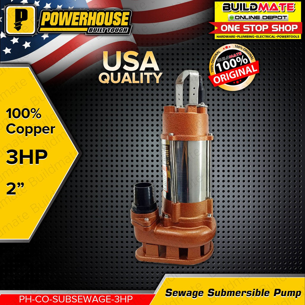 POWERHOUSE Sewage Submersible Pump Outlet 3HP PH-CO-SUBSEWAGE-3HP •BUI ...