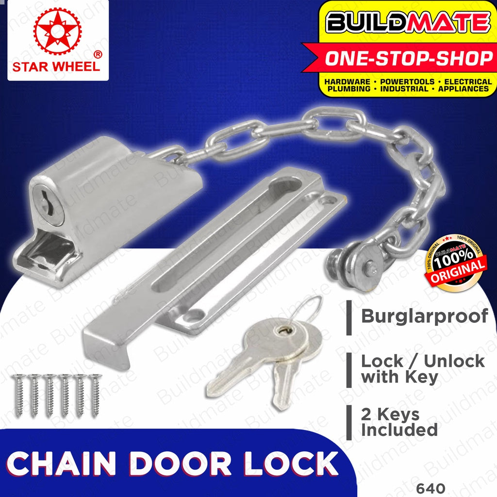 STAR WHEEL Door Chain Bolt and Lock #640 CP 100% ORIGINAL / AUTHENTIC — Buildmate