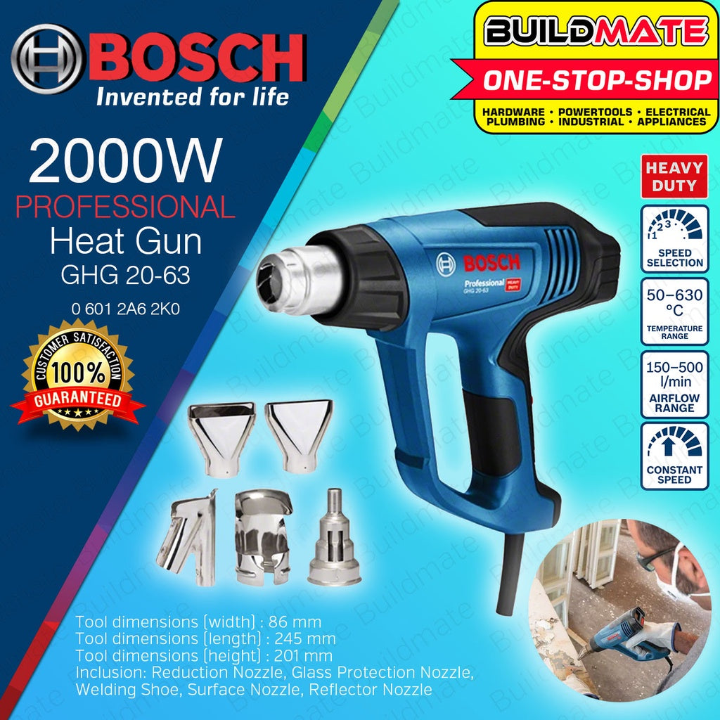 BOSCH Heavy Duty Hot Air Gun 2000W With Nozzle Heat Gun GHG 20-63 FE 0 ...