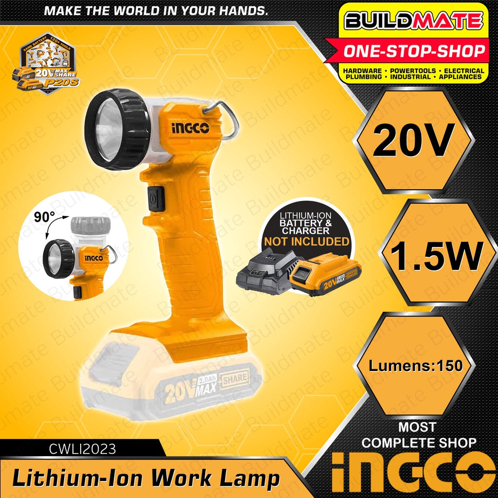INGCO Li-Ion Cordless Portable LED Work Lamp 20V 1.5W Work Light Flash ...
