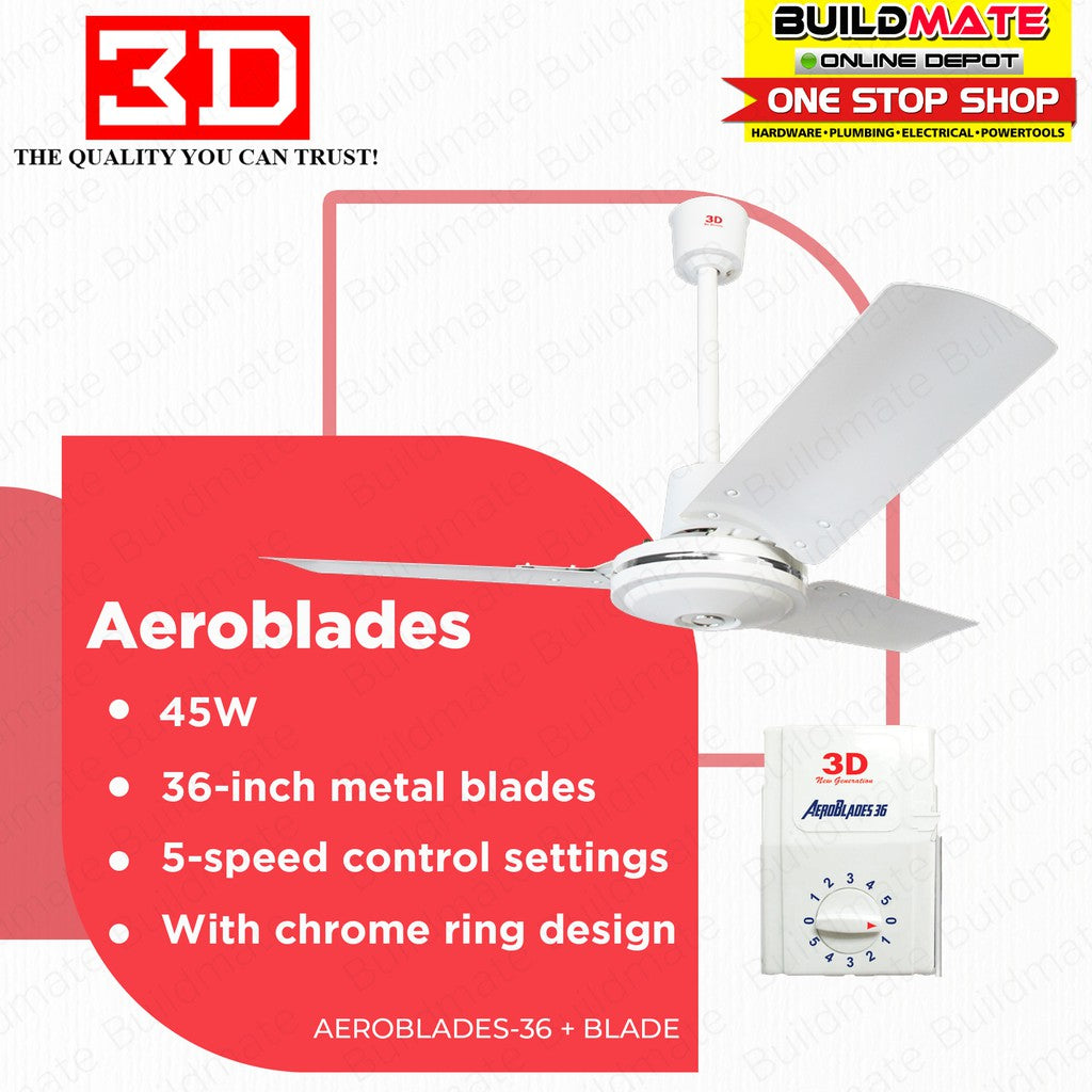 3D Aeroblades Ceiling Fan 36" •BUILDMATE• — Buildmate
