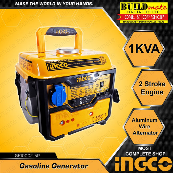 INGCO 900W Portable Gasoline Generator 1KVA 2 Stroke Engine Open Recoi ...