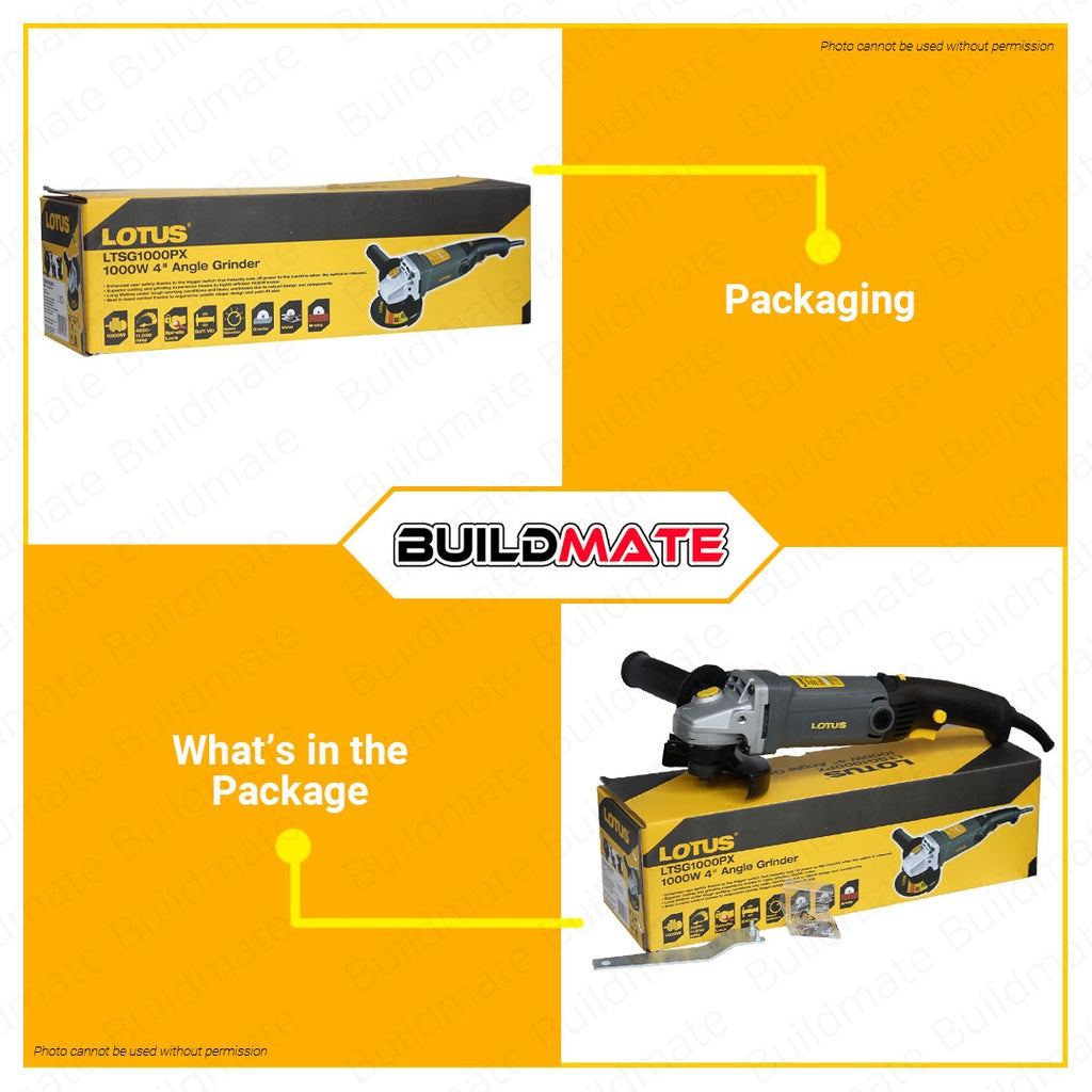 LOTUS Heavy Duty 1000W Angle Grinder 4 Trigger With Free Carbon Brush ...