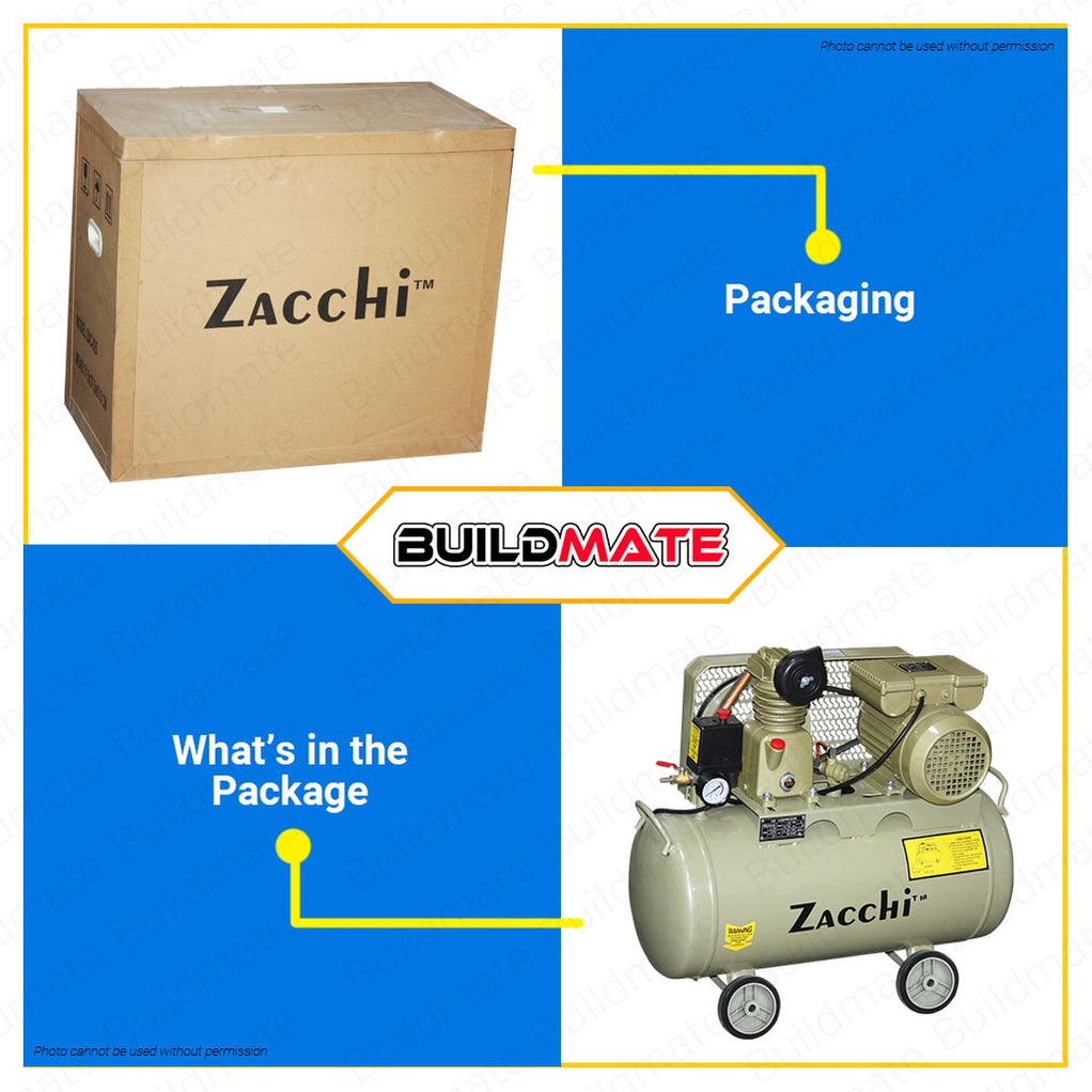 ZACCHI Industrial Belt Type Horizontal Air Compressor Single Phase 40L ...
