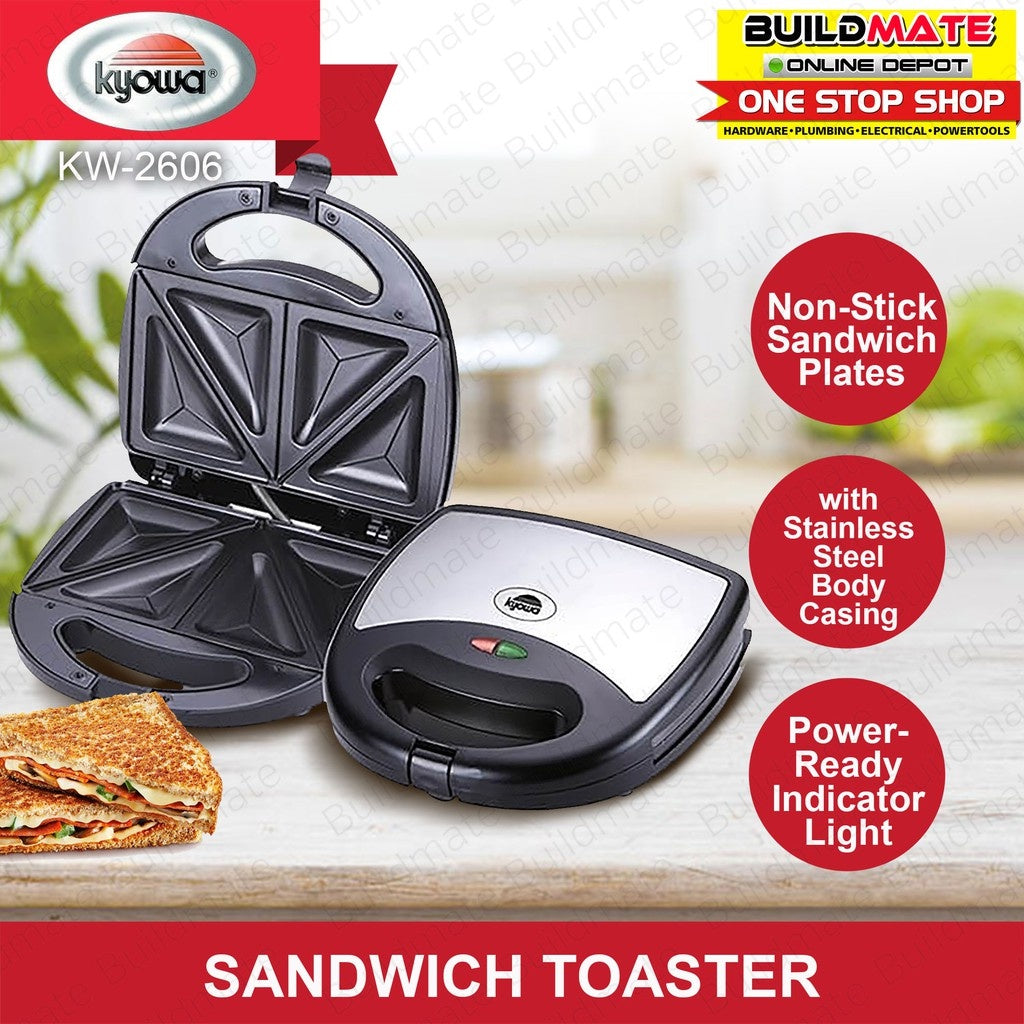 KYOWA Sandwich Toaster Non-Stick 750W with Stainless Steel Body Castin ...