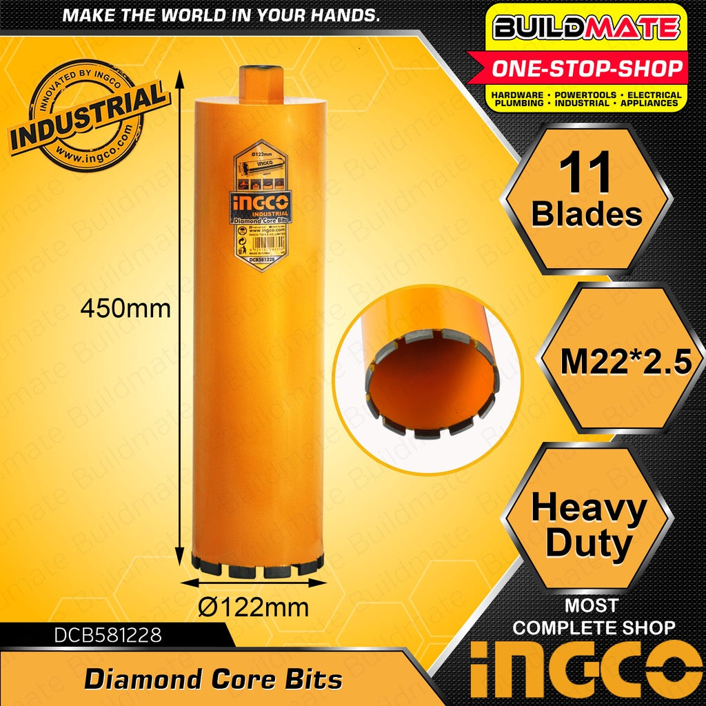 INGCO Diamond Core Bits 122mm Wet Concrete Cutting M22 x 2.5 DCB581228 ...