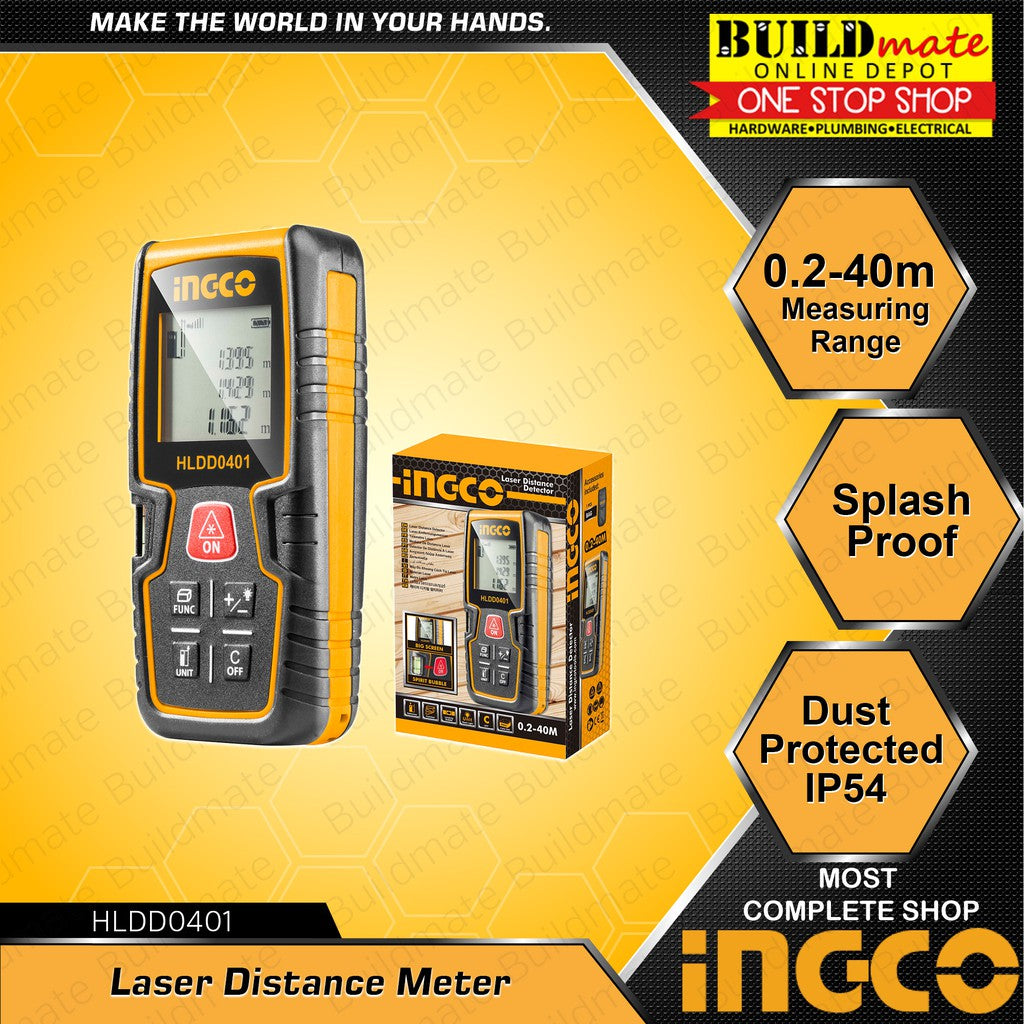 INGCO Laser Distance Meter HLDD0401 +FREE BRUSH & GLOVES •BUILDMATE• I ...