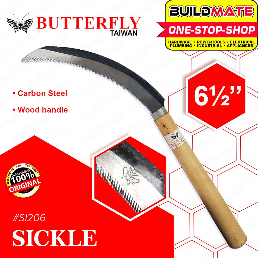 BUTTERFLY TAIWAN 6-1/2" Sickle Bagging Reaping Scythe Hook Grasshook K ...