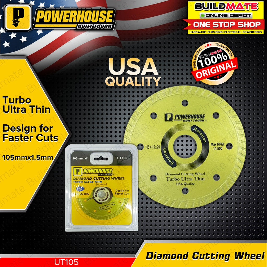 POWERHOUSE 4" Diamond Cutting Wheel Disc Turbo Ultra Thin Cut UT105 •B ...