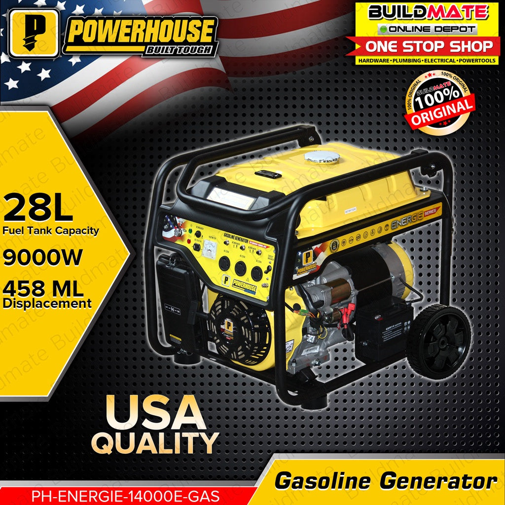 POWERHOUSE ENERGIE SERIES Gasoline Generator w/ Battery, Wheels, Handl ...