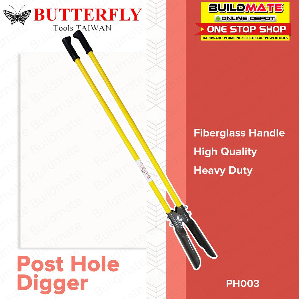 BUTTERFLY Post Hole Digger with Fiberglass Handle PH003 •BUILDMATE ...