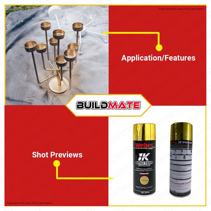 WEBER Auto Spray Paint SP-319 BRIGHT GOLD 100% ORIGINAL / AUTHENTIC •B ...