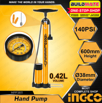 INGCO Tire Air Hand Pump Inflator Bike Wheel 160PSI MPP3811 •BUILDMATE ...