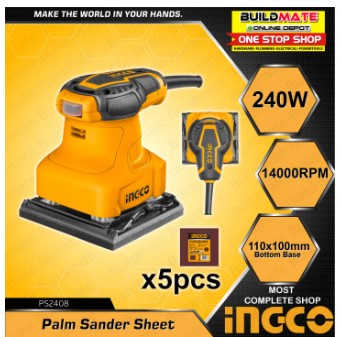 BUILDMATE Ingco Palm Sander 240W Finish Orbital Sheet Sander Power Too ...