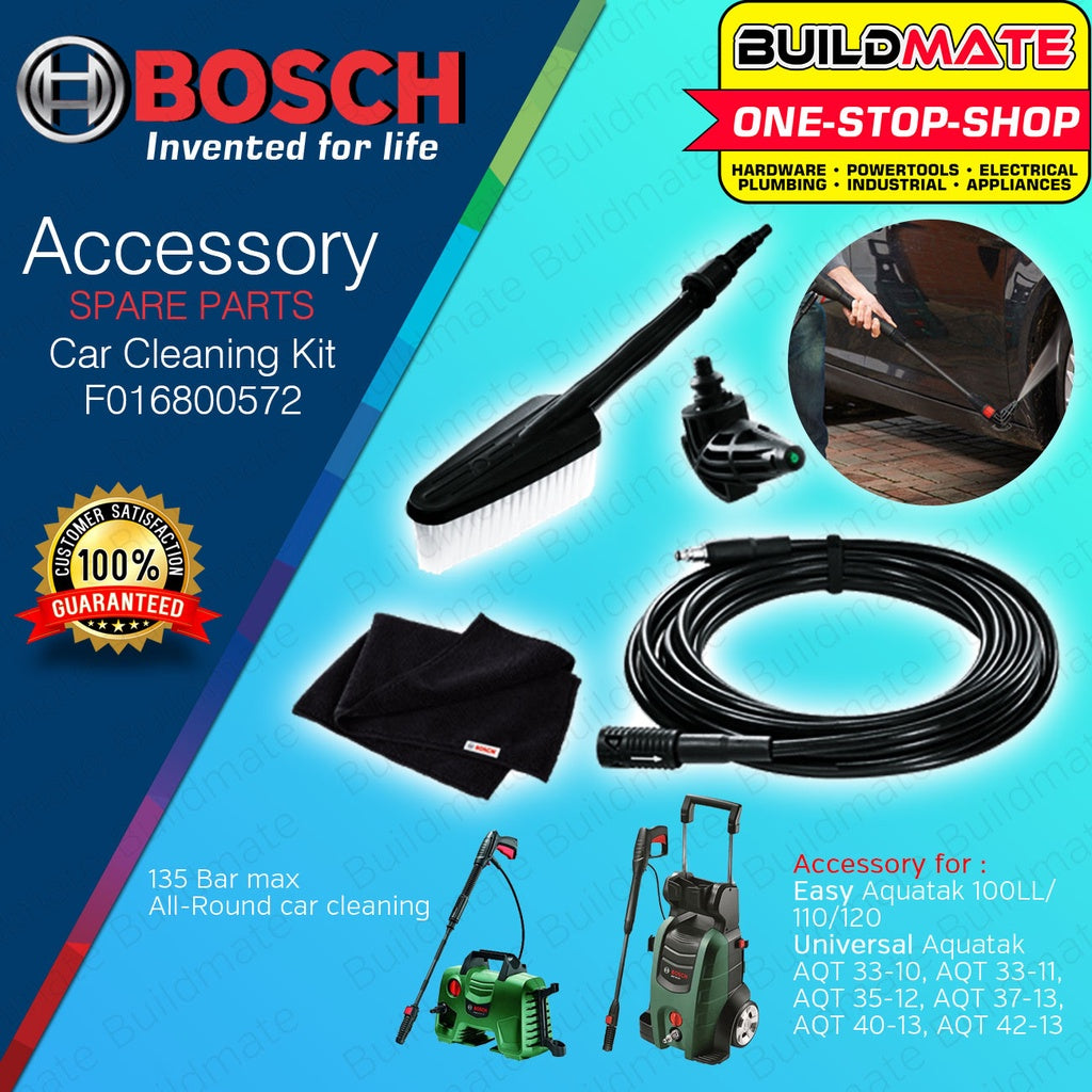 BOSCH Car Wash Cleaning Set Nozzle Brush Hose Microfiber Cloth for Aqu ...