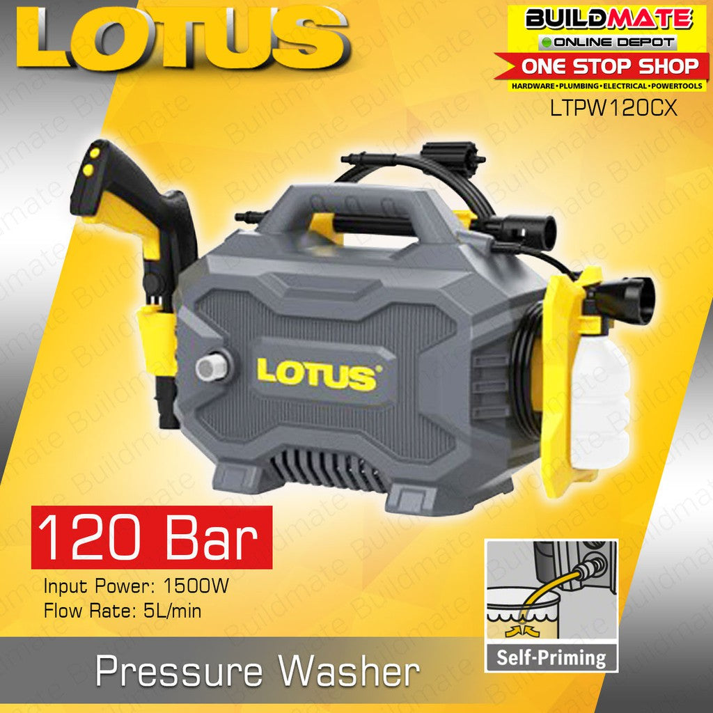 LOTUS Self Priming Pressure Washer 1500W 120 Bar LTPW120CX •BUILDMATE ...