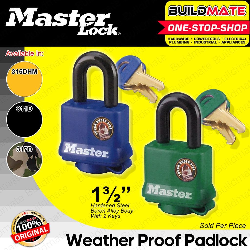 MASTER LOCK Weather Proof Padlock Pad Lock 1-3/4'' Black Blue Green Ye ...