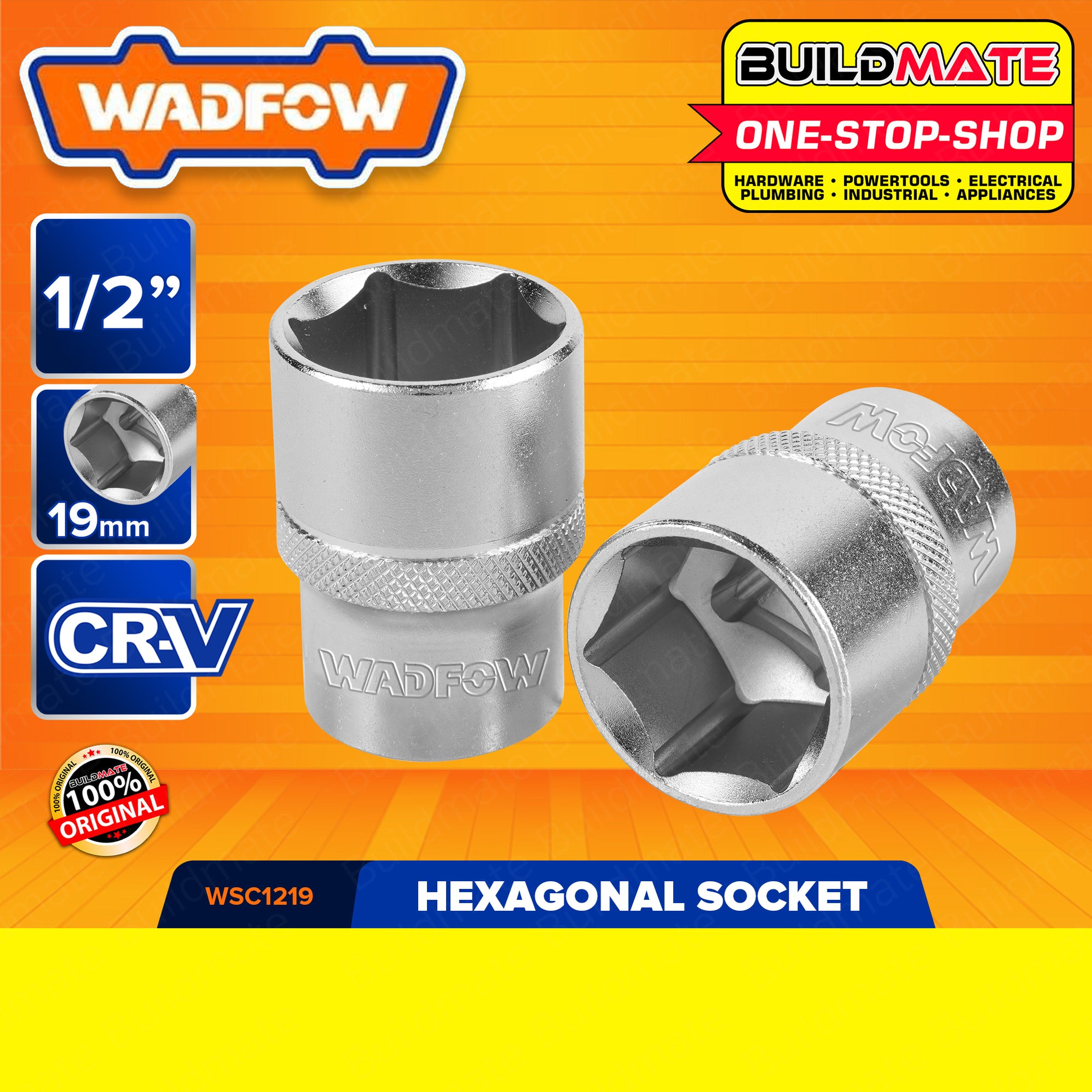 WADFOW 1/2" 20mm Hexagonal Socket 20mm Cr-V Steel Hex Socket Hex Bit S ...