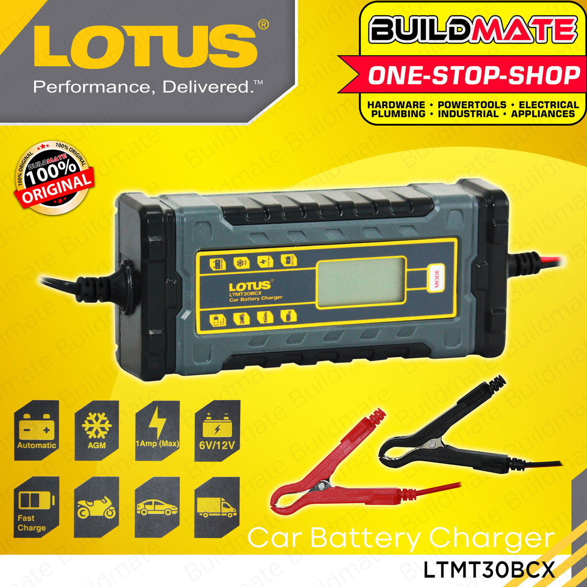 LOTUS Car Battery Charger LTMT30BCX •BUILDMATE• — Buildmate