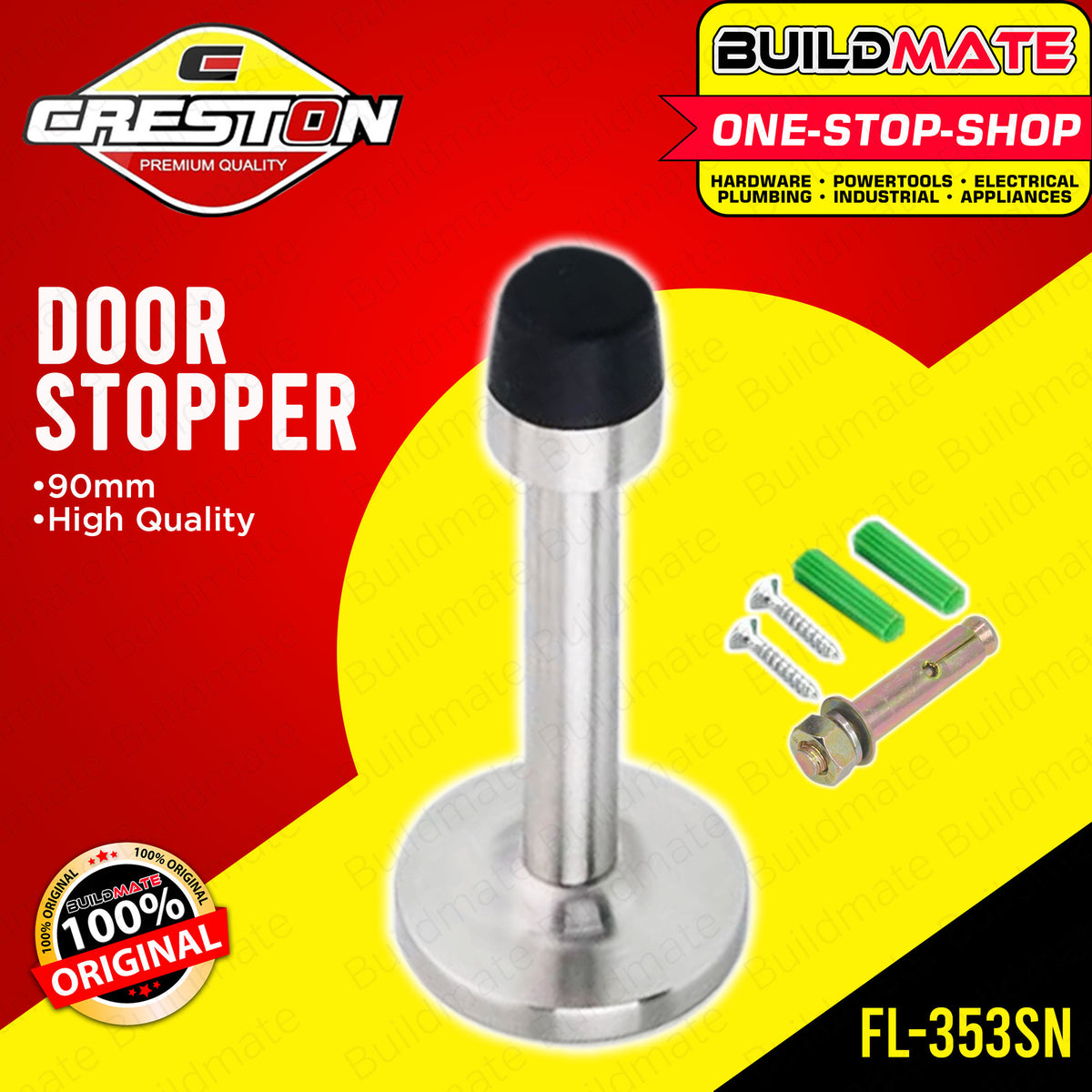 CRESTON Door Stopper 90mm FL-353SN •BUILDMATE• — Buildmate