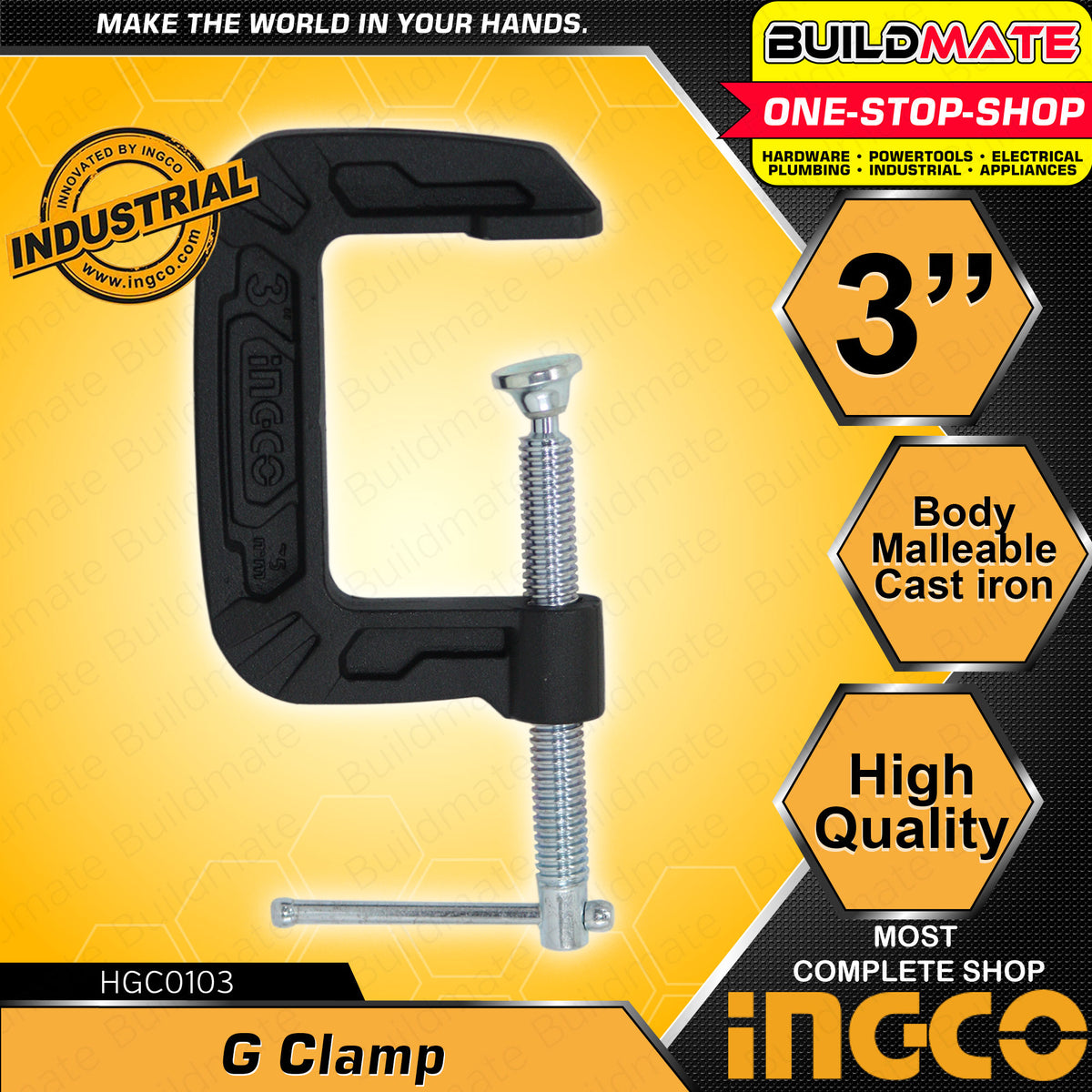 INGCO G Clamp 3" HGC0103 •BUILDMATE• HT2 — Buildmate