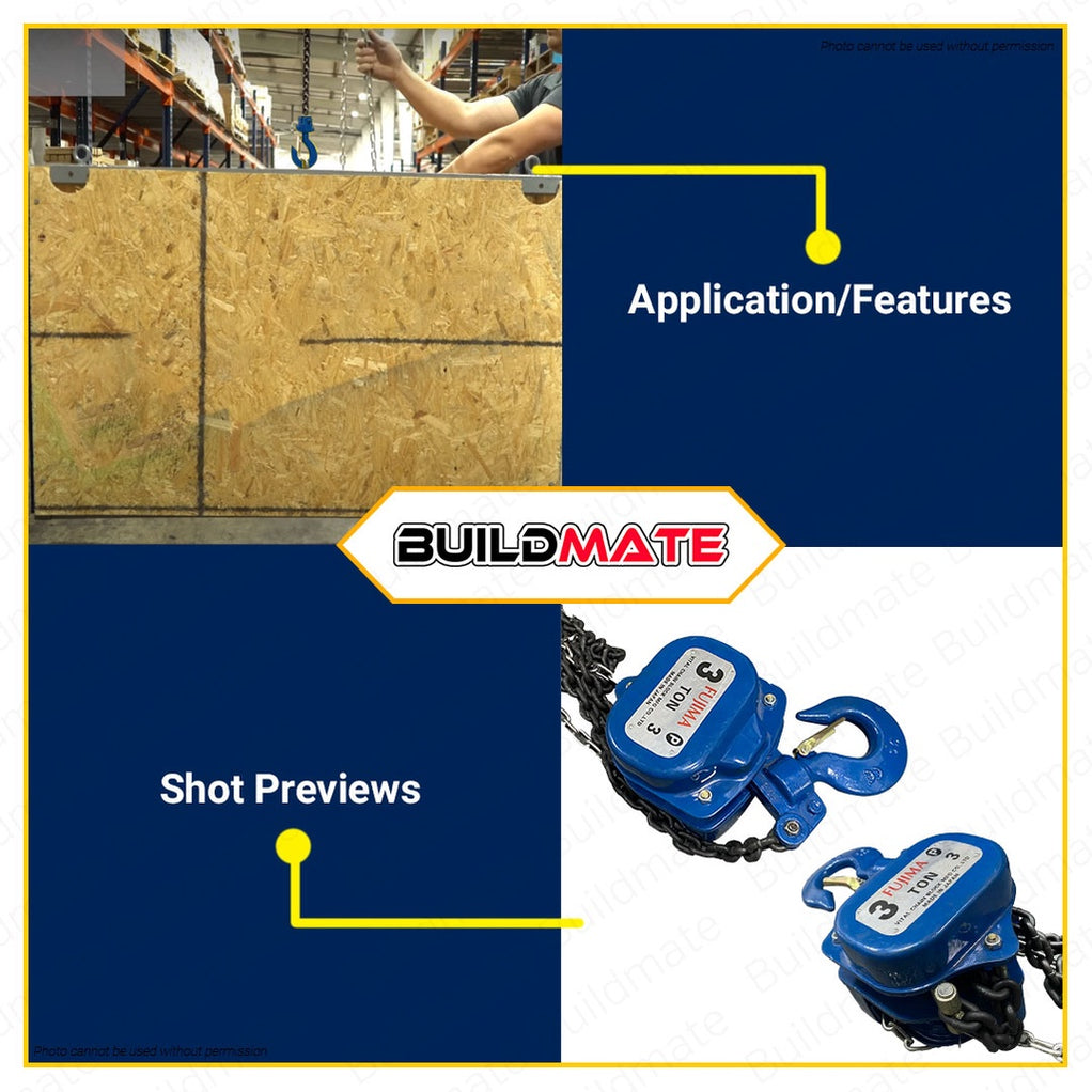FUJIMA JAPAN Chain Block 3 TONS 3T FT-CB3T •BUILDMATE• — Buildmate