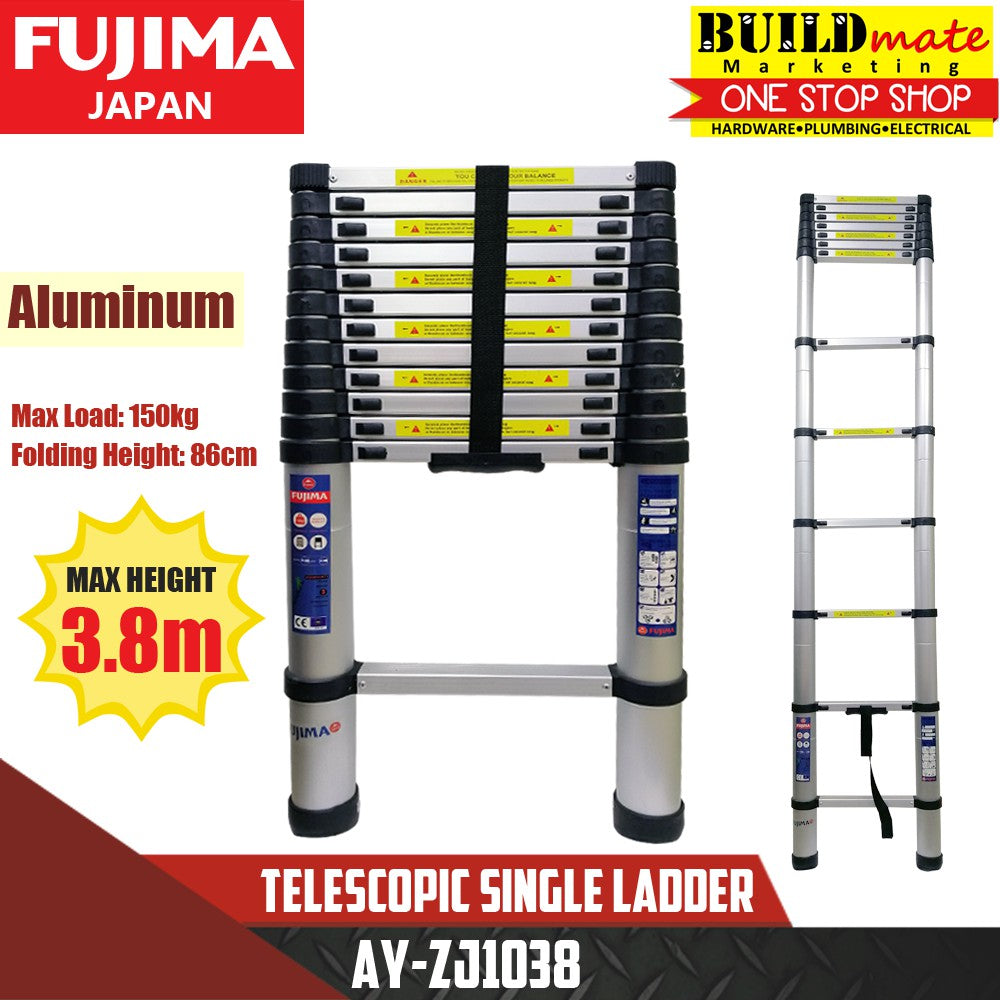 Fujima Telescopic Single Ladder Aluminum AY-ZJ1038 •BUILDMATE• — Buildmate