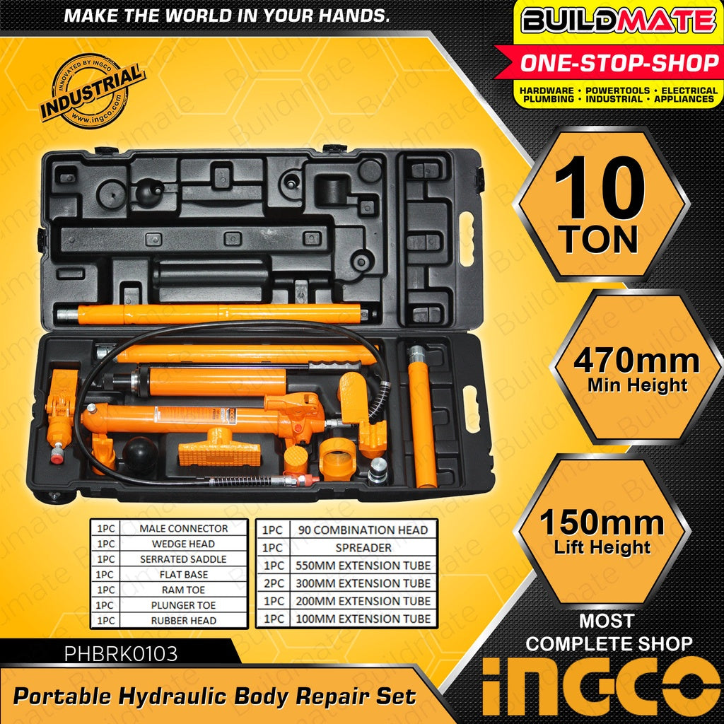 INGCO Portable Hydraulic Body Repair Kit Set 10 Tons PHBRK0103 100% OR ...