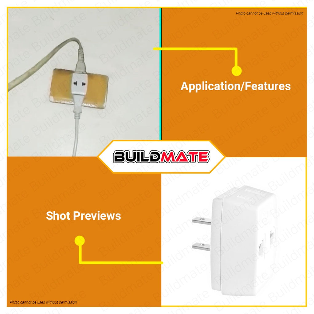 BUILDMATE Omni Octopus Adapter Triple Flat Tap to Flat Pin 10A 250V 3 ...