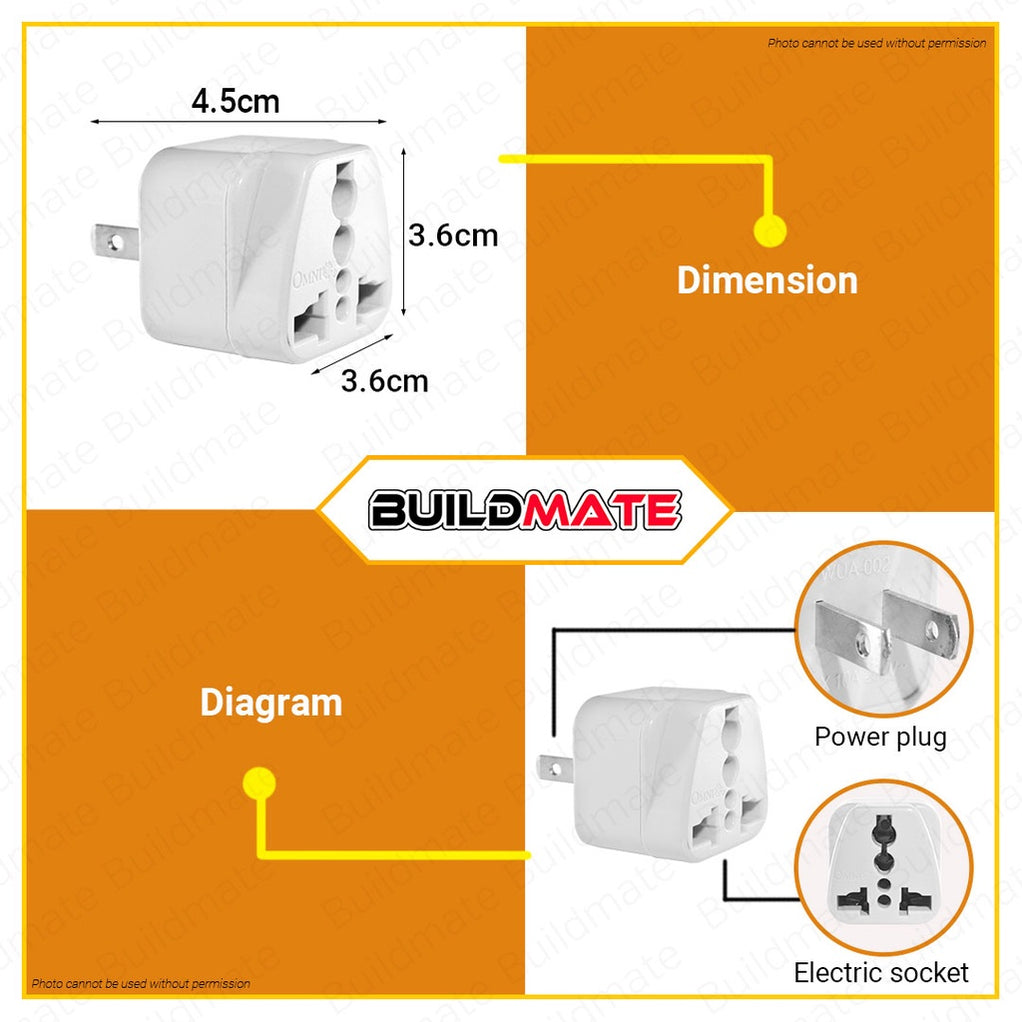 OMNI Universal Socket Adapter 10A 250V WUA-002 WUA002 •BUILDMATE ...