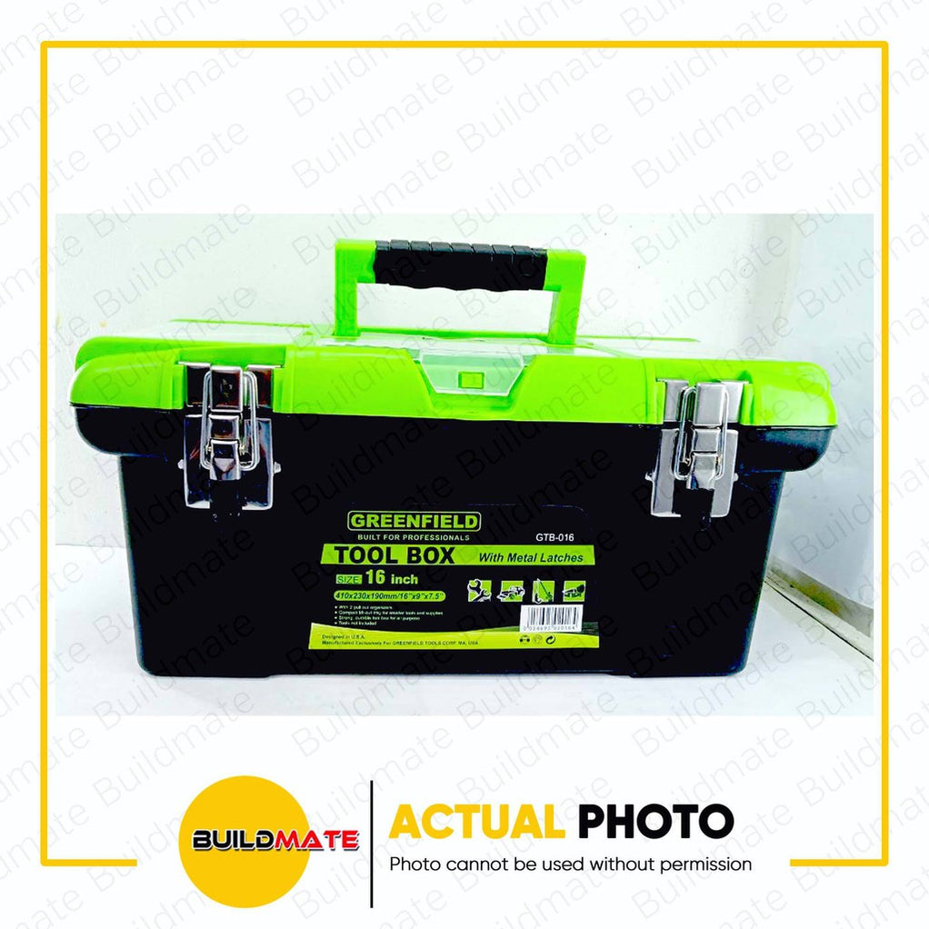GREENFIELD Tool Box Organizer 16" with Metal Latch and Tray Inside •BU ...