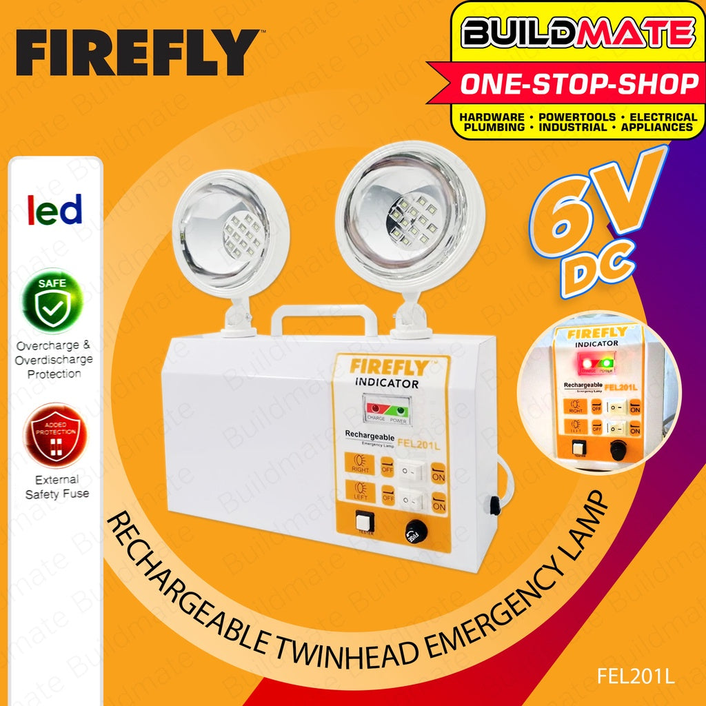 FIREFLY Rechargeable LED Twin Head Lamp Emergency Light FEL201L •BUILD ...
