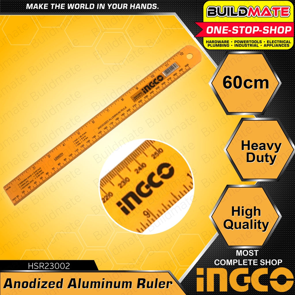 INGCO Anodized Aluminum Ruler 12" HSR23002 •BUILDMATE• IHT — Buildmate